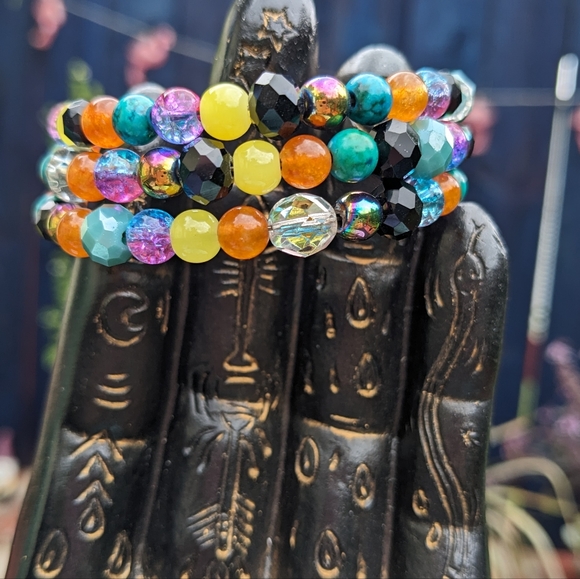 Hand Crafted | Jewelry | Crystals Bracelet Coil Handmade Colorful Beads ...